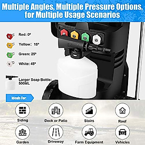 WHOLESUN 𝟐𝟏𝟓𝟎𝐏𝐒𝐈 𝑷𝒓𝒆𝒔𝒔𝒖𝒓𝒆 𝑾𝒂𝒔𝒉𝒆𝒓, 1900W High Power Washer with 𝟭.𝟳𝟭 𝗚𝗣𝙈 Motor with Hose Reel, Self Assembled, Rotatable Iron Spray Lance for Patio/Garden/Car(Blue)