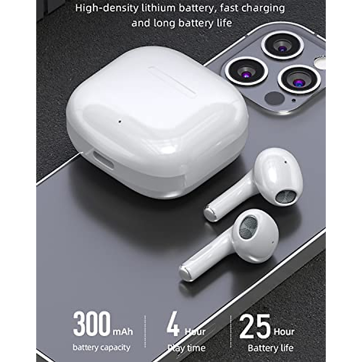 iPhone Headphones (3rd Generation) 2023 Latest Version Wireless Bluetooth Earbuds with USB-C Fast Charging Case, Running/Fitness (Touch Control,Sweat and Water Resistant) 100% Up to 25+ Hours of Use