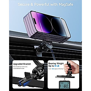 Compatible with Magsafe Car Mount, Magnetic Phone Holder for Car [Strongest Magnets],2 in 1 Super Stable Dashboard & Air Vent Car Phone Mount Fit for iPhone 14/14 Pro/14 Max/13/13 Pro All Phones