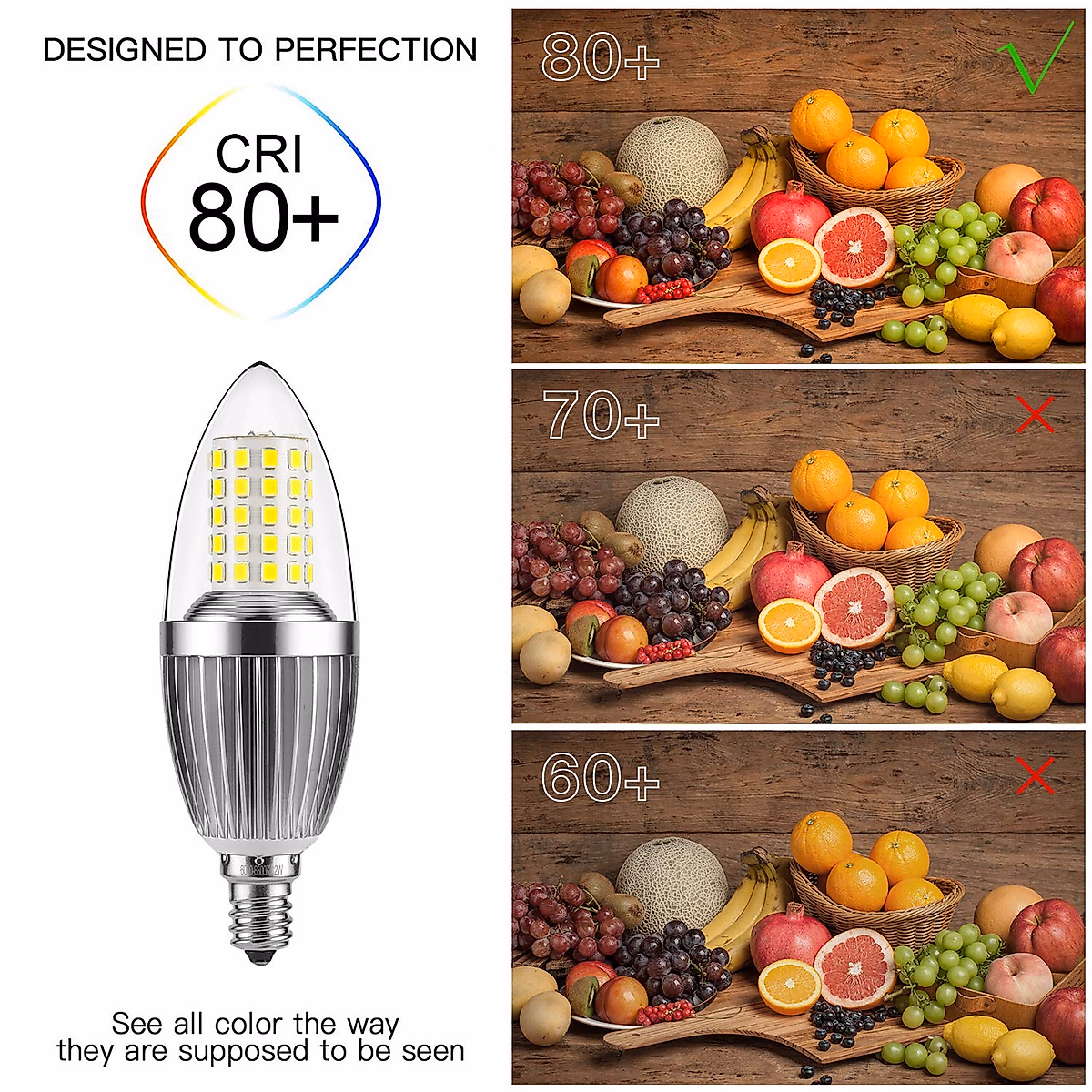 gezee LED Candelabra Bulb, Non-Dimmable, 100 Watt Equivalent, 12W LED Candle Bulbs, Daylight White 6000K, 120V, 1200Lumens, E12 Base, Chandelier Bulbs, Torpedo Shape(4-Pack)