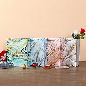 Lancool 12Pack Gift Bag, Gift Bags Small Size, Premium Marble Gift Bags Medium Size, Gift Bags Small Size Bulk, 4 Assorted Designs Foil Gift Bags for Fathers Day, Baby Shower, Birthday, Wedding, Party Favors, 9.25Inch