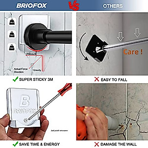 BRIOFOX Shower Curtain Rod Holder【Upgrade Design】3M Adhesive | Heat Resistant | Waterproof | Max Load 60 lbs Shower Rod Retainer for Wall, 2 Pack(Rod Not Included) (Chrome)