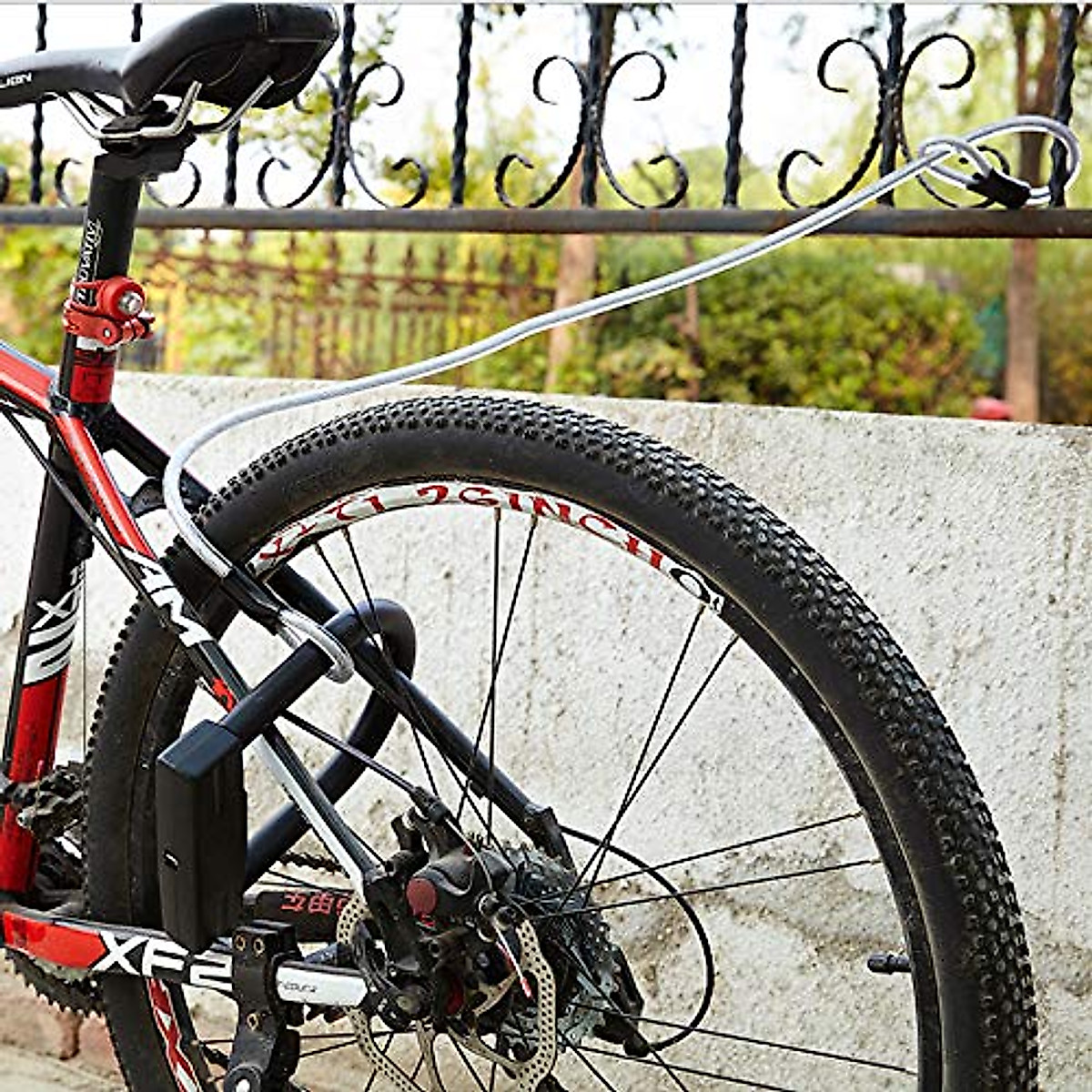 Stainless Steel Safety Cable,Double Loop Braided Steel Cable Flexible Lock Cable Lock 3/8 inch U-Lock,Padlock,Transparent Wire Rope with Ring, Electric Door, Bicycle,Glass Door Lock, Door Handle，