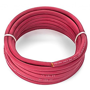 EWCS 2 Gauge Premium Extra Flexible Welding Cable 600 Volt - Red - 25 Feet - Made in The USA