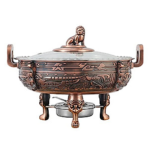 2/4 Pack Chafing Dishes & Food Warmers, Round Chafer Catering Buffet Server Set with Food Pan and Fuel Holders, for Kitchen Party Dining Buffet (Red Bronze),4 Pack