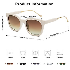 SOJOS Classic Square Polarized Sunglasses Womens Mens Retro Trendy UV400 Sunnies SJ2050, Cream/Gradient Brown
