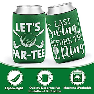 CiyvoLyeen Golf Beer Can Cooler, Bachelor Party Can Sleeves Neoprene Insulator Drink Glasses Cup Holders for Golfer Gifts Wedding Outdoor Activities Supplies Let’s Par-Tee 6PCS