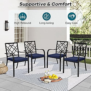 Basic Beyond Outdoor Chair Cushions for Patio Furniture, Waterproof Outdoor Cushions, Square Corner Patio Chair Cushions Set of 4 with Ties, 18.5"x16"x3", Navy