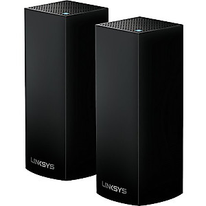 Linksys WHW0302B Velop Intelligent Mesh WiFi System: AC4400, Tri-Band Wi-Fi Router, Wireless Network for Full-Speed Home Coverage (Black, 2-Pack)