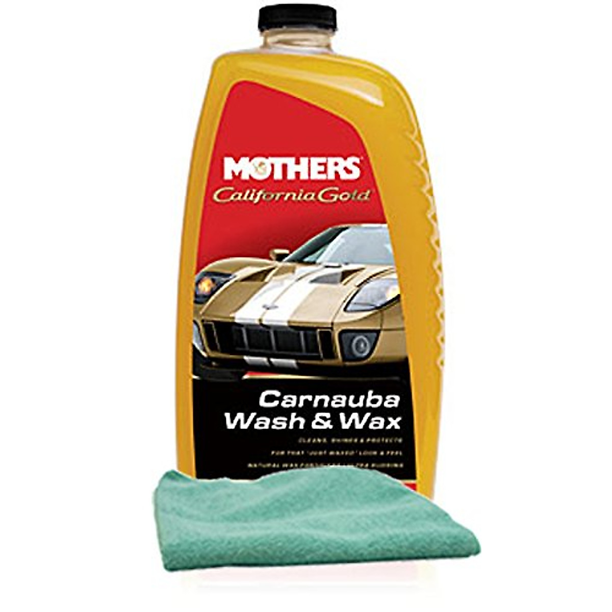 Mothers California Gold® Carnauba Wash & Wax (64 oz), Bundled with a Microfiber Cloth (2 Items)