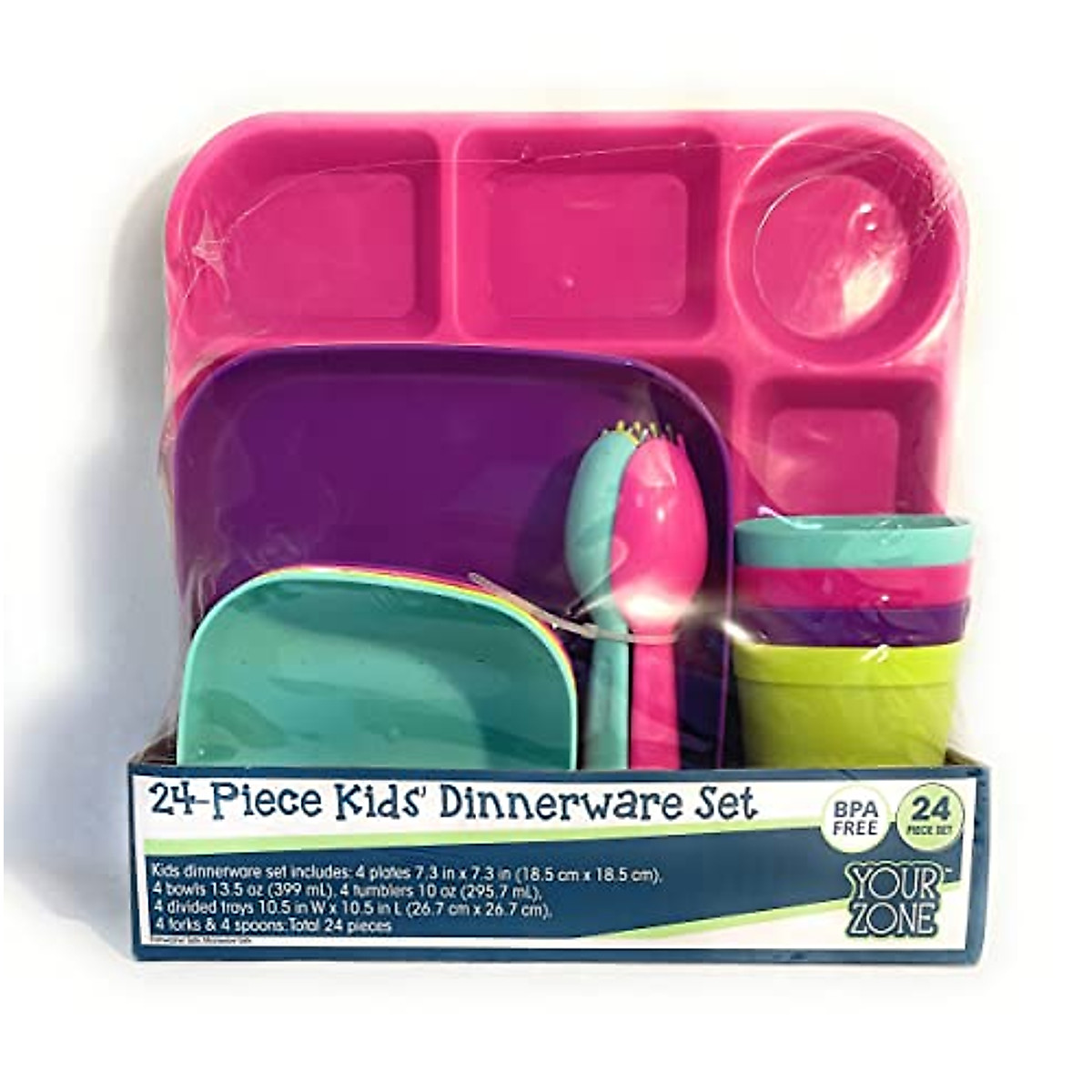 24-Piece Kids"Dinnerware Set (Multicolor, Tableware)