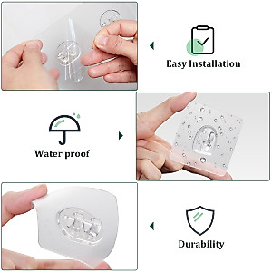 12 Pack Shower Caddy Adhesive Replacement, Transparent Strong Adhesive Hooks, Waterproof No Drilling Shower Shelf Adhesive for Shower Caddy, Bathroom Storage Kitchen