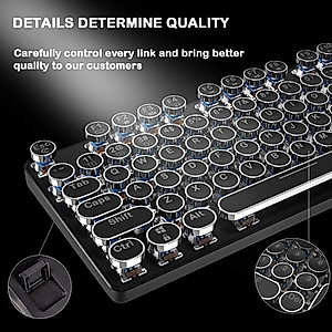 PC Gaming Mechanical Keyboard with LED White Backlit Light, 104 Keys Anti-Ghosting, Blue Switch Typing Key Caps and USB Connection for Computer