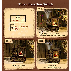 Lewondr Train Snow Globe, USB/Battery Operated Snow Globe with Snowflake Projector Water Swirling Glitter, Christmas Village Snow Globe with 6 Hour Timer, Gift for Girls Girlfriend Women, Bronze Gold