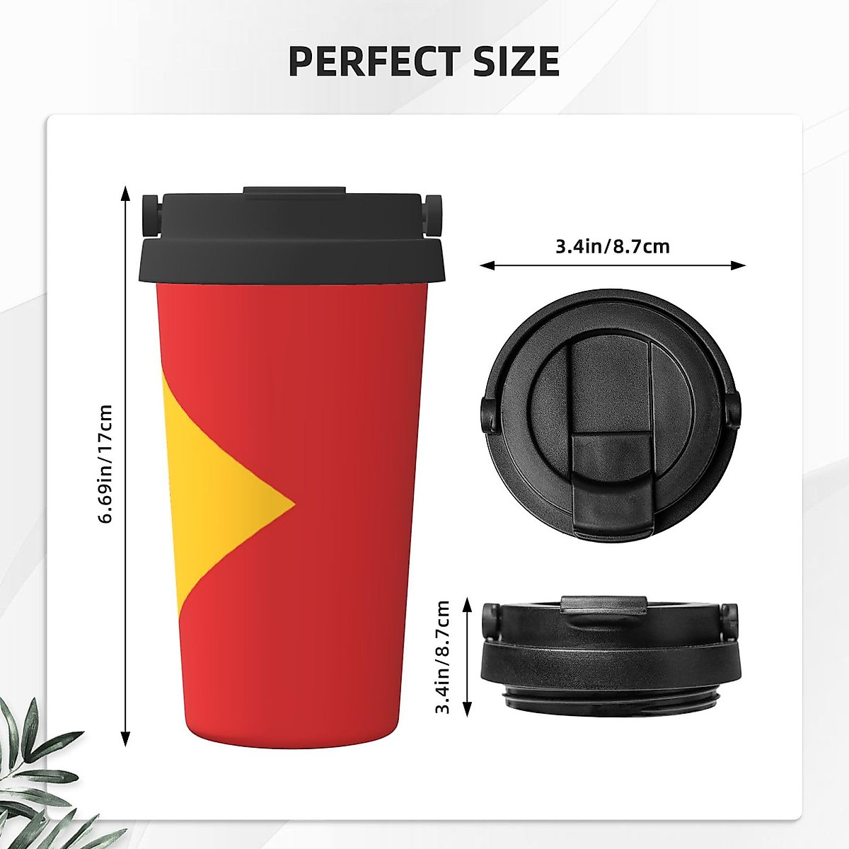 WZYCWB Flag of Timor-Leste Portable insulated coffee cup - 12 hours long-lasting heat preservation, suitable for car, office and outdoor use,