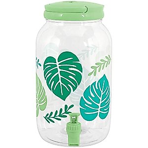 Amscan Jungle Leaves Clear Plastic Drink Dispenser - 1 Gallon 1 Pc.