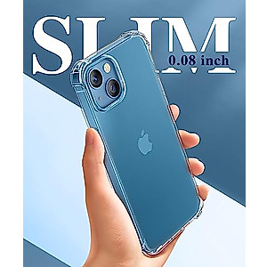 GVIEWIN Designed for iPhone 13 Case 6.1 Inch, with Tempered Glass Screen Protector + Camera Lens Protector Clear Soft & Flexible Shockproof Transparent Protective Bumpers Phone Cover（Clear）