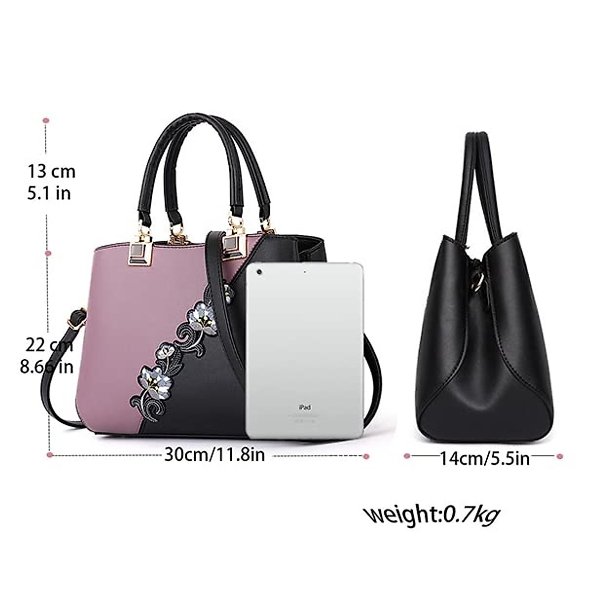 ELDA Purses and Handbags for Women Embroidery Top Handle Satchel Fashion Ladies Shoulder Bag Tote Purse Messenger Bags