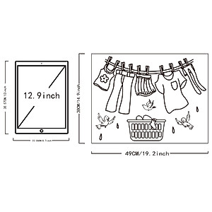 SUPERDANT Laundry Room Wall Sticker Cartoon Laundry Signs Vinyl Stickers Clothes Drying Wall Bubble Quote Sticker Decals for Laundry Room Apartment Washing Decoration