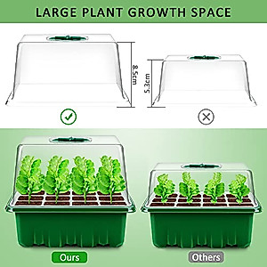 YAUNGEL Seed Starter Tray, 10 Pack 120 Cells Thicken Seed Starting Trays Kit with Humidity Dome/Heightened Lids Growing Trays for Greenhouse & Gardens, Green