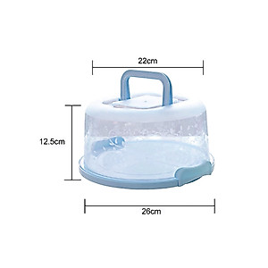 GLOGLOW 6/8 Inch Round Cake Carrier, Portable Cake Stand Cupcake Carrier with Lid Handle for Easily Hold Transport Cakes Pies Desserts (Blue)