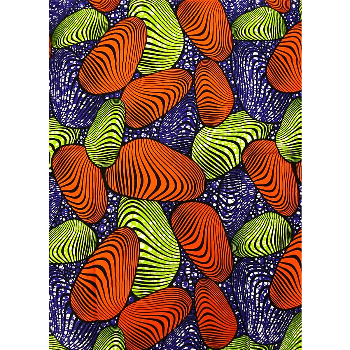 African Ankara Wax Prints Fabrics-Abstract Design- Yellow, Blue, White, Black, Sell by 6 Yards- 100% Cotton-for Men and Women