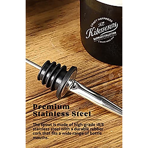 KITESSENSU 14 Pack Liquor Pourers, Stainless Steel Liquor Bottle Pourers for Alcohol, Bar Accessories Pour Spouts with Rubber Dust Caps