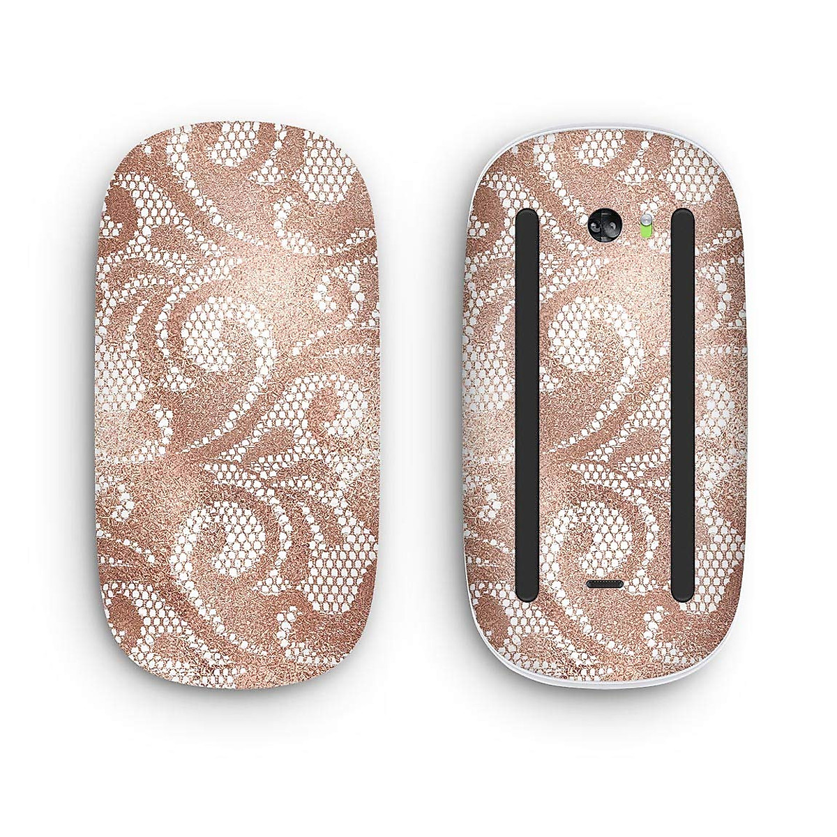 Design Skinz Rose Gold Lace Pattern 14 Vinyl Decal Compatible with The Apple Magic Mouse 2 (Wireless, Rechargable) with Multi-Touch Surface