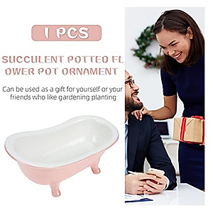 Mini Bathtub Flower Pot Ceramic Succulent Planter Pot Flower Pots Porcelain Plant Pot Vintage Retro Plants Bonsai Holder Desktop Flower Vase Cactus Containers Soap Dish