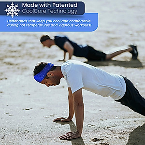 Cooling Headbands for Women & Men | Moisture Wicking Sweatband & Sports Headband | Stay Cool during Workouts Cycling Cardio Running Yoga | Headband for under Helmets & Hats | CoolCore Tech (Black)