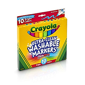 Crayola Ultra Clean Washable Markers (10 Count), Broad Line Markers For Kids, Great For Crafting & School Supplies, Nontoxic