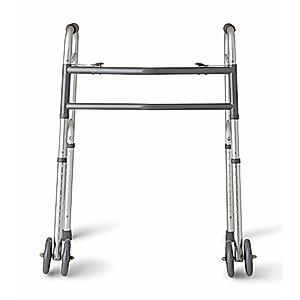 Medline Heavy Duty Bariatric Folding Walker with 5" Wheels with Durable Plastic Handles