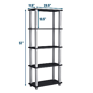 Tangkula 57" Storage Shelves, Space-Saving 5-Tier Storage Rack Organizer Multi-Use Shelving Unit for Home/Office/Dormitory/Garage/Warehouse (Black)