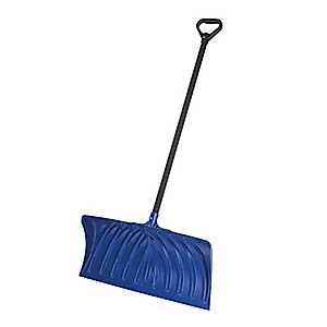 Suncast 27" Ergonomic Snow Shovel Pusher with Steel Shaft, Navy