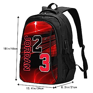 YESBTX Eternal Basketball Jordan Laptop Backpack Work Travel College School Anti Theft Backpacks, Durable Travel Daypack With Usb Charging Port Best Gift For Men Women Teen, Black, One Size