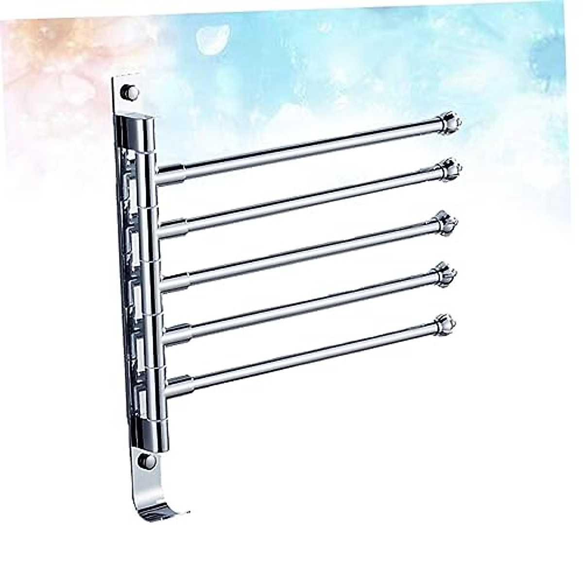 HOLIDYOYO 5 Aluminum Towel Rack Bathroom Clothes Rail Silver Simple Tower Rack Swivel Towel Rack