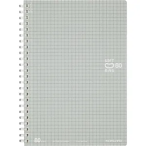 Kokuyo Spiral Graph Notebook, 8.3'' x 5.8'' Business Journal A5 Soft Ring Notebooks with 5mm Grid Ruled, 80 Perforated Sheets, Sliver 1 Subject Notebook, Note Take for Work. Japan Import(SU-SV338S5-C)