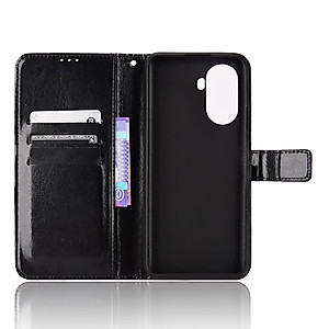 Kukoufey Case for Huawei Nova Y70 Plus Case Cover,Flip Leather Wallet Cover Case for Huawei Nova Y70 MGA-LX9 Case Black