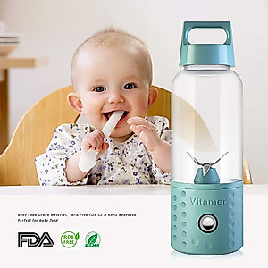 Personal Smoothie Blender, Detachable Portable Blender Fruit Mixer, High Speed Single Serve Juicer Cup, with Lightweight USB Rechargeable Travel Blender for Shakes and Smoothies(Blue)