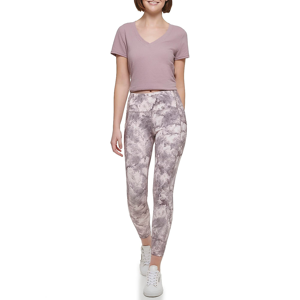 Calvin Klein Performance Women's Printed High Waist 7/8 Length Tight, Snakeshift Moonrock