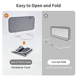 Gromast Toddler Bed Rails Guard Foldable Crib Rail Guard,Baby Bed Rail for Toddlers/Elderly with Reinforced Anchor Safety for Cribs, Twin, Double, Full Size Queen & King Bed - Grey (42 Inch)