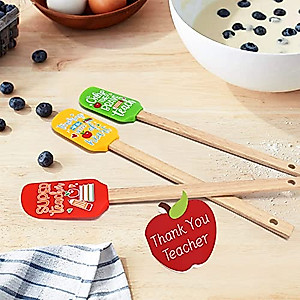 Teacher Appreciation Gift Silicone Spatulas with Apple Thank You Teacher Card Kitchen Cooking Supplies Set of 3 Thanksgiving Christmas End of Year Gifts Teacher Retirement Gifts Teacher Gifts Ideas