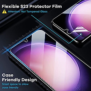 [4-Pack] FANGTIAN for Samsung Galaxy S23 Screen Protector 5G [Not Glass] - Film for S23 Screen Protector [7H Hybrid][Fingerprint Compatible][Alignment Tool][6.1Inch]