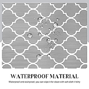 Glotoch Non Slip Shelf Liner 24 Inch Wide, Non Adhesive Drawer Liner, Waterproof Shelf Liners for Kitchen Cabinets/Refrigerator/Wire Shelving/Bathroom/Pantry-Heavy Duty, Durable, Grey Quatrefoil