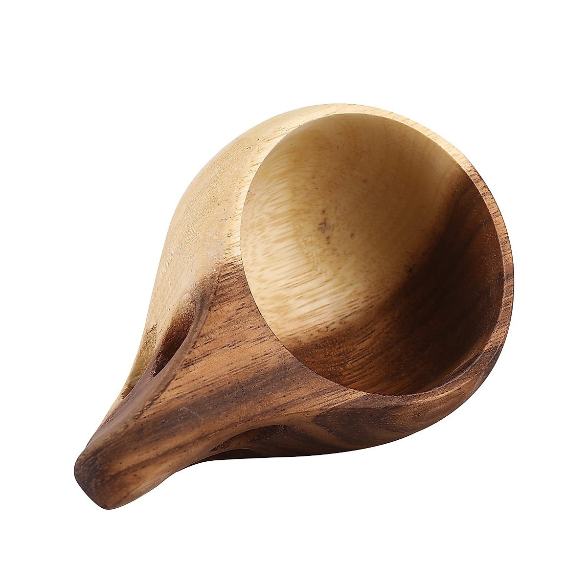 olelo Acacia Wooden Cup Camping Cup Nordic Style Handmade Natural Portable Wood Mug Drinking Cup for Coffee, Tea and Milk (model b)