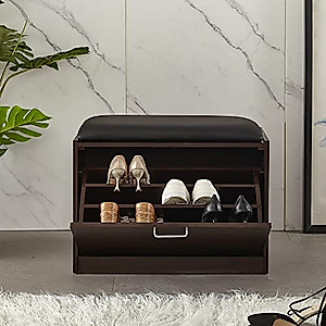 Aottop Premium Shoe Cabinet and Seat - Elegant Design, MDF Wood, and Foam Cushion for Comfortable and Convenient Shoe Storage - Perfect for Your Home Décor.