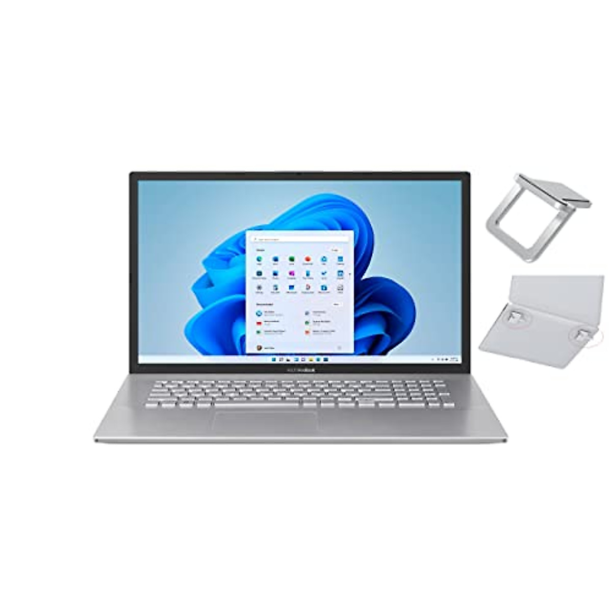 ASUS 2022 Newest VivoBook 17.3" HD+ LED Flagship Laptop | Intel Core i5-1035G1 | HDMI | Windows 11 Home in S Mode | Silver | with Laptop Stand Bundle (Silver, 12GB RAM | 512GB SSD+1TB HDD)