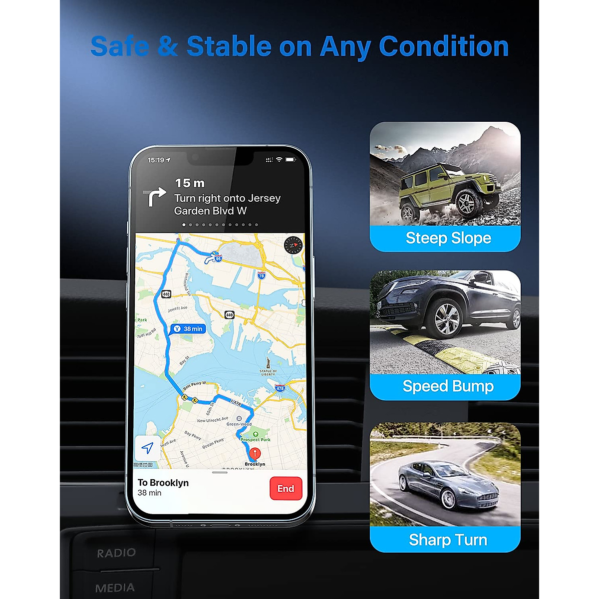 [ Military-Grade Magnetic Vent Hook] Phone Holder for Car, Hands Free Phone Car Mount Strong Magnet Air Vent Mount, 360° Rotation Car Phone Holder Compatible with iPhone Samsung Galaxy All Smartphones