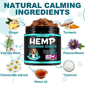 NIFEISHI Hemp Calming Chews for Dogs, 110 Chewable Dog Calming Treats for Dogs Anxiety and Stress Relief, Dog Calming Chews for Thunderstorms, Sleep, Barking, Separation Anxiety
