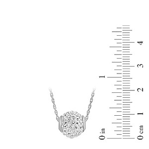 Amazon Essentials 10K White Gold Crystals Slide Ball Pendant Necklace with Gold Filled Chain, 18", (previously Amazon Collection)